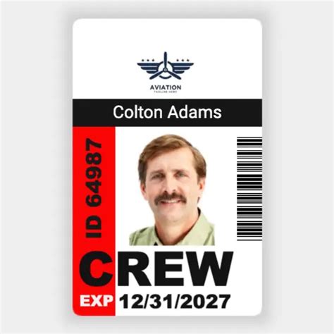 Flight Crew Id Cards Online Id Card Creator With Many Id Badge Templates