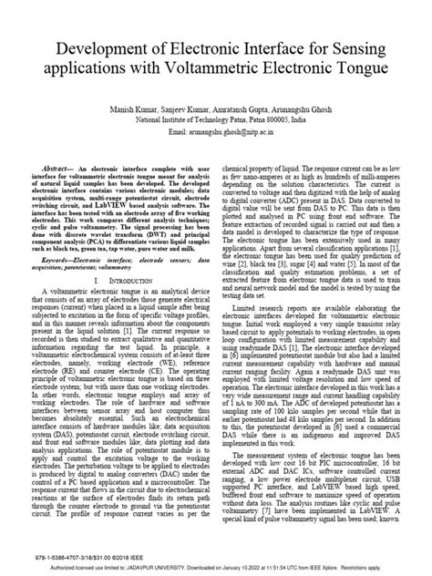 Development Of Electronic Interface For Sensing Applications With