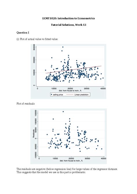 Tut W13 Sol Tut W13 Sol Ecmt1020 Introduction To Econometrics