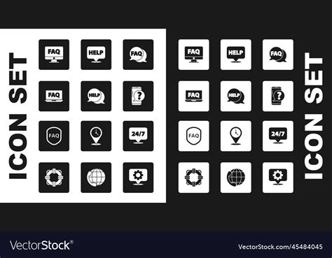 Set Speech Bubble With Faq Text Help Laptop Vector Image