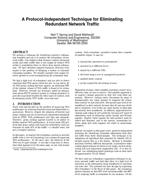 a protocol independent technique for eliminating redundant network