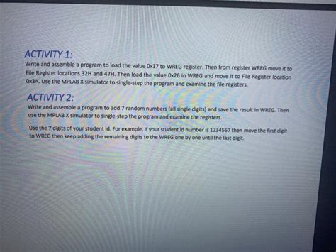 Solved Activity 1 Write And Assemble A Program To Load The