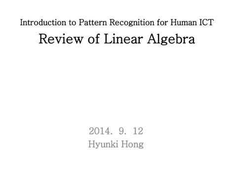 Ppt Introduction To Pattern Recognition For Human Ict Review Of