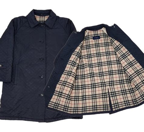버버리 퀄팅 블랙 롱 체크 자켓 헬로마켓