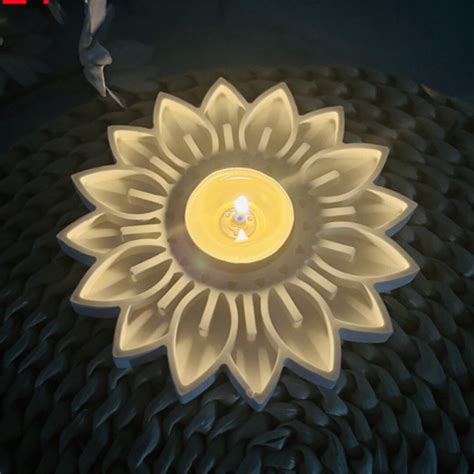 Concrete Sunflower Candle Holder Mold Silicone Tealight Candle Holder