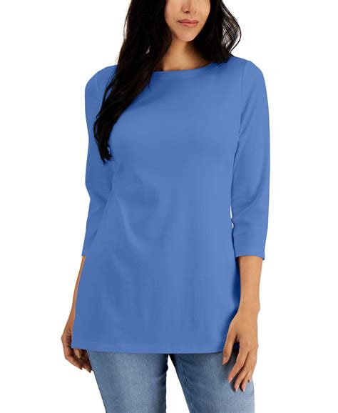 Boat Neck 34 Sleeve Top Ultramarine Xs