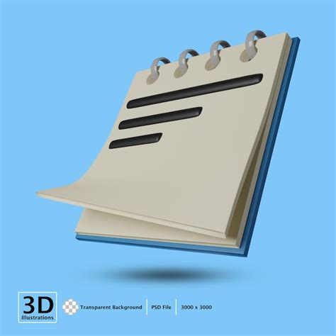 premium psd notepad 3d icon render illustration