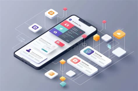 Smartphone Mobile App Interface Mockup With Ui Active Blocks And