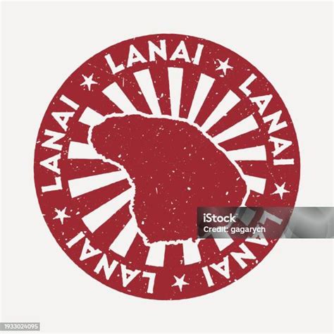 라나이 스탬프 여행 빨간 고무 스탬프 와 지도 와 Lanai의 휘장 로고 라벨 스티커 또는 배지로 사용할 수 있습니다 개인 지도 교사에 대한 스톡 벡터 아트 및 기타 이미지