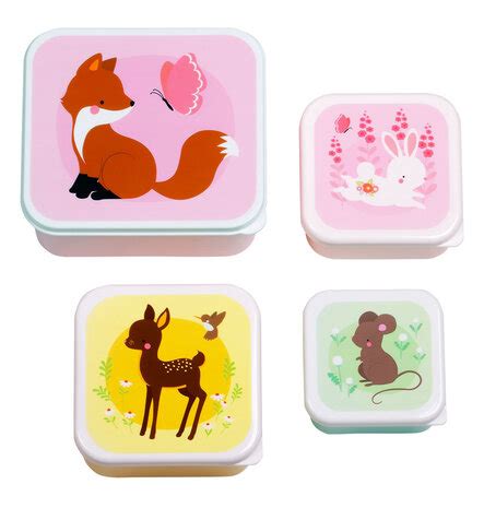 A Little Lovely Company Lunch And Snack Box Set Bosvriendjes Roze Lazy