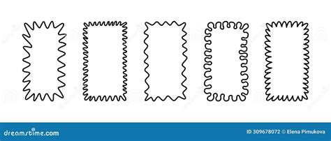 Scalloped Wavy Doodle Line Frame Hand Drawn Wave Rectangle Border Funky Text Box Background