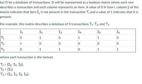 Solved Let D Be A Database Of Transactions D Will Be