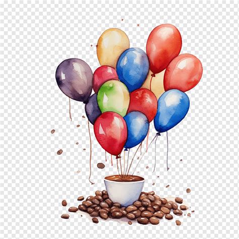 수채화 풍선 수채화 커피 콩 커피 머그잔 Png Pngwing