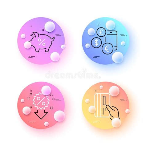 Loan Percent Currency Rate And Payment Card Minimal Line Icons For Web Application Printing