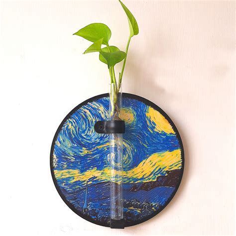 قیمت و خرید گلدان دیواری مدل شیشه آزمایش طرح شب پر ستاره ونگوگ مجموعه 4 عددی