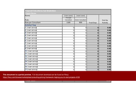 Consulting Pricing Framework Helping You To Cost Projects Template Excel XLS