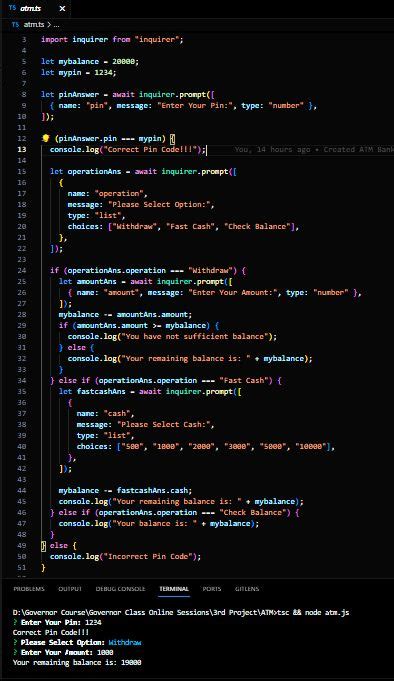 Syed Ahmed Raza On Linkedin Typescript Atmsimulator Softwaredevelopment Learningjourney