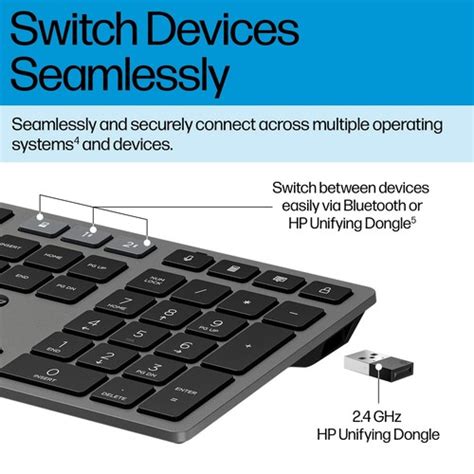 Hp 725 Multi Device Rechargeable Wireless Keyboard Ebay