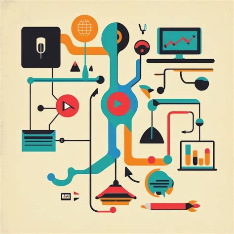 Abstract Concept Illustration Of Interconnected Lines And Shapes Representing The