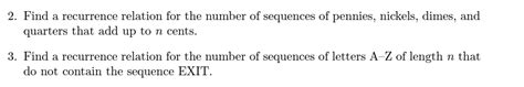 Solved 2 Find A Recurrence Relation For The Number Of