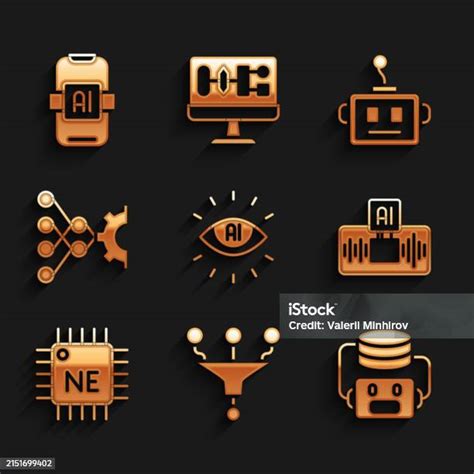 인공 지능 Ai 퍼널 또는 필터 로봇 프로세서 Cpu 신경망 및 아이콘을 설정합니다 벡터 Cpu에 대한 스톡 벡터 아트 및 기타