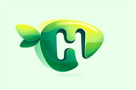 환경 친화적 인 H 문자 이니셜 삼각형 화살표 모양에서 잘라낸 3d 사실적인 아이콘 수채화 스타일의 녹색 잎이 있는 숲 에코 로고 3차원 형태에 대한 스톡 벡터 아트 및