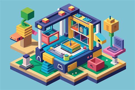 3d Printer Constructing A Complex Object Layer By Layer 3d Printing Isometric In Blank