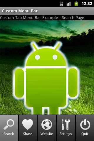 Android Developer How To Make Custom Menu Bar Tabs In Android Application And How To Hook The