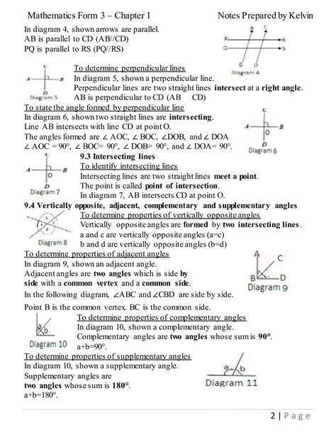 Mathematics Form 1 Chapter 8 Lines And Angles Kbsm Of Form 3 Chp 1 Docx