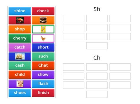 G3 Phonics Sh And Ch Digraph Sort Group Sort