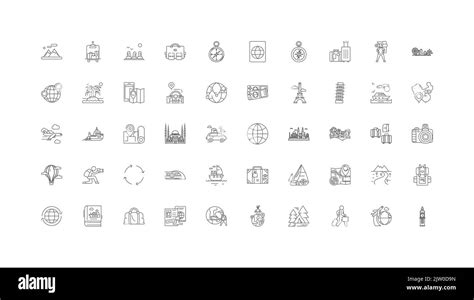 World Travel Concept Illustration Linear Icons Line Signs Set Vector
