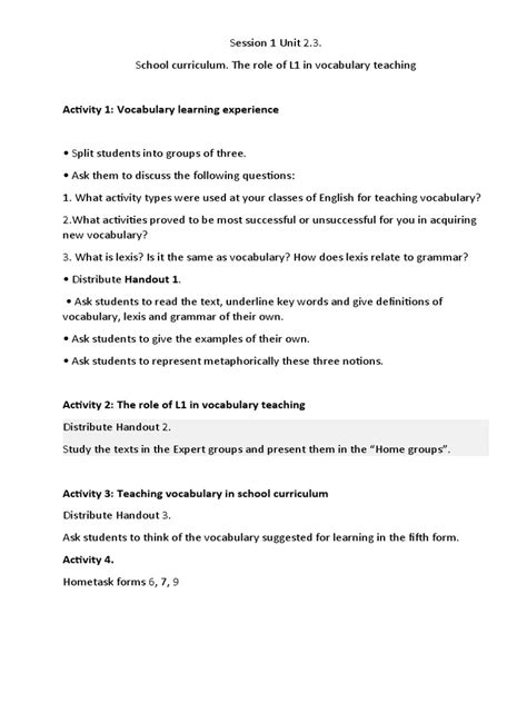 session 1 unit 2 3 pdf second language vocabulary