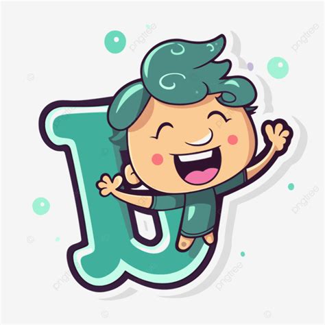 만화 소년 문자 J 클립 아트 벡터 고립 된 만화 단어 기쁨으로 스티커 디자인 상표 Png 일러스트 및 벡터 에 대한 무료