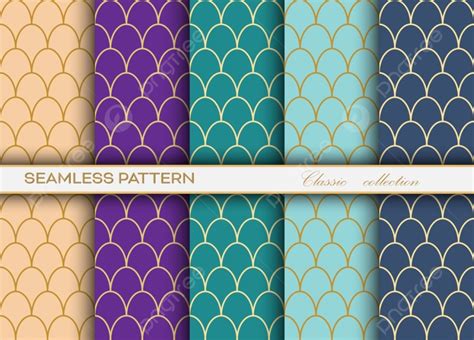 Set Of Seamless Decorative Patterns With A Gold Grid Of Arbitrary Shapes For Texture Template