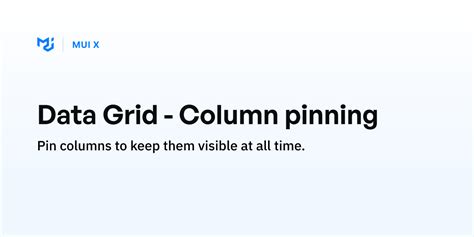 Data Grid Column Pinning Mui X