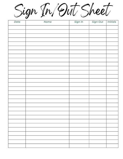 Printable Sign In Sheet Template Printable Free Templates