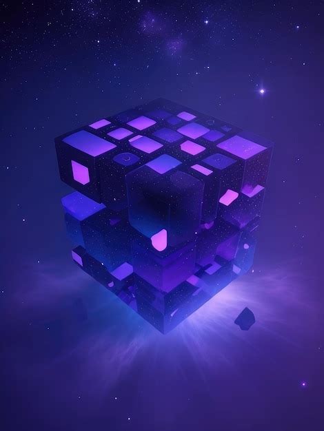 Premium Ai Image Purple Tiny Cubes Abstract Background