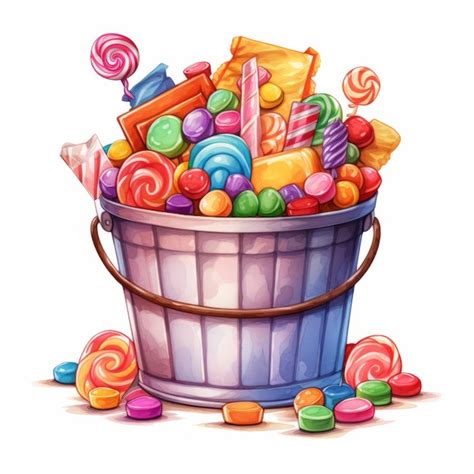 Premium Ai Image Halloween Treats Galore A Whimsical Vector Bucket Overflowing With Candy