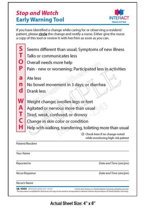 Interact® Stop And Watch Early Warning Tool