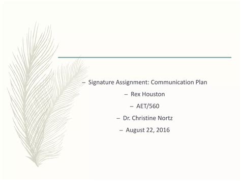 Signature Assignment Communication Plan Pptx Mergers And