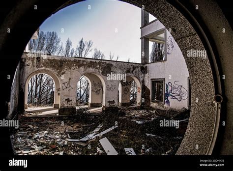 Interior And Exterior Of An Old Tuberculosis Hospital Located On A