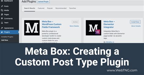Meta Box Creating A Custom Post Type Plugin WebTNG