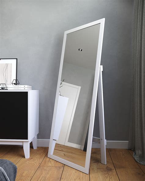 Дзеркало 150 х 50 см підлогове з ніжкою в повний зріст паросткове в прямій рамі в кольорі білий