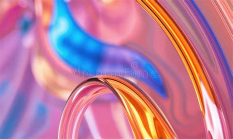 Colorful Abstract Glass Shapes With Vibrant Hues Of Orange Blue And Pink Create Mesmerizing