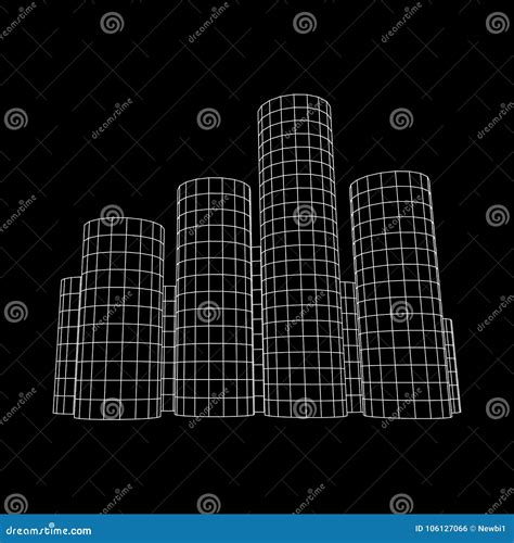 Mesh Cylinder City Array Stock Vector Illustration Of Barrel 106127066
