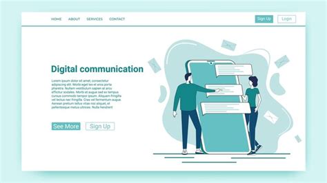 디지털 커뮤니케이션 온라인 커뮤니케이션 소셜 네트워크 활용 프리미엄 벡터
