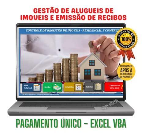 Sistema Feito Em Excel Controle De Imoveis E Recibos Parcelamento