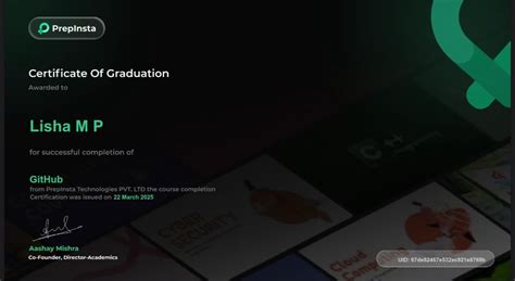 Github Certification Softwaredevelopment Versioncontrol Learning Lisha M P