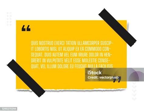 흰색 벽에 부착 된 심오한 노란색 종이 따옴표가있는 종이 시트의 벡터 그림 인용 문자에 대한 스톡 벡터 아트 및 기타 이미지 인용 문자 노란색 배경 대화 풍선 문자