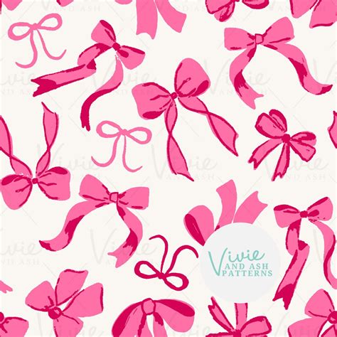Pink Bows Seamless Repeating Pattern Bow Pattern File Digital File